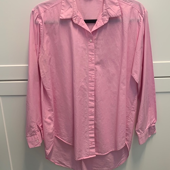 Zara | Tops | Zara Pink Button Down Long In Back | Poshmark